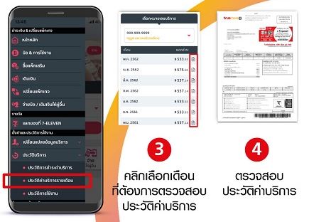 ขั้นตอนการตรวจสอบยอดการใช้งาน ผ่านแอปพลิเคชัน True iService